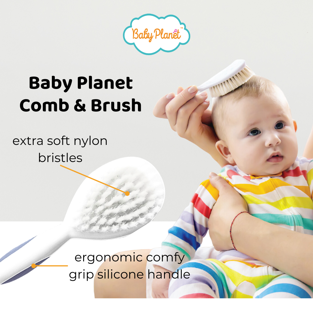 Baby Planet Newborn Brush and Comb Set - Gentle on Scalp, Ergonomic ...