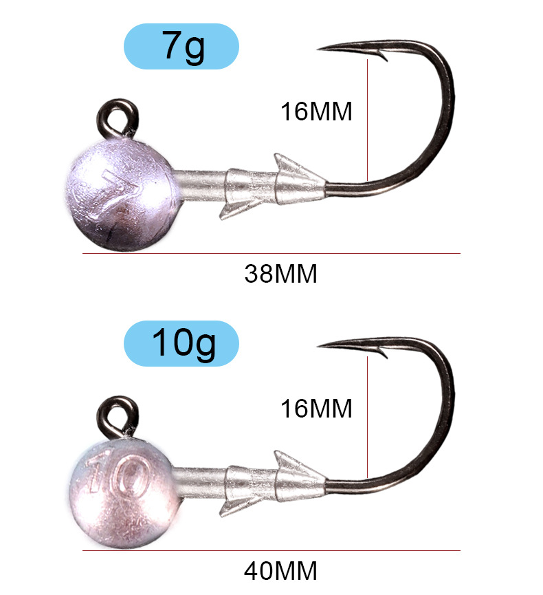 Anh JH06 6X Strong Round Jig Head Triangular Point Hook x6 SP 3.5g / 4 ...