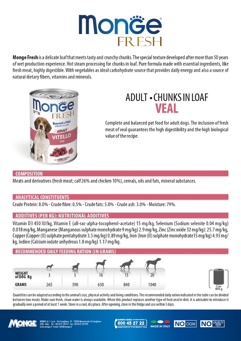 Monge Fresh Dog Wet Food Buy 6 Free 1 (No Lable) - 400g | Shopee Malaysia