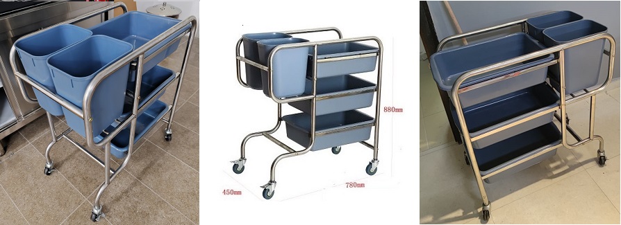 SUS UTILITY TROLLEY WITH BIN & TRAY/TROLI RESTAURANT SIMPAN PINGGAN ...