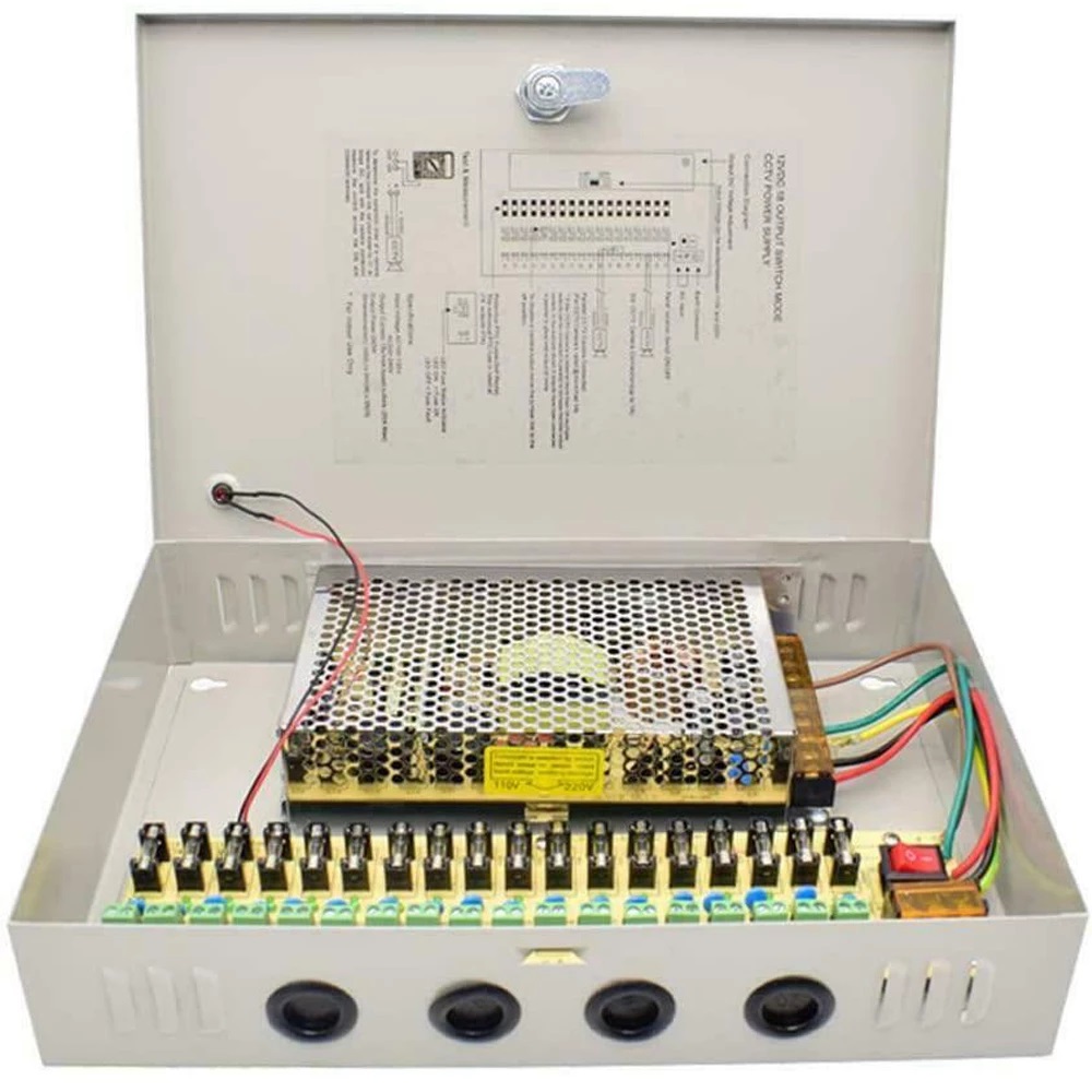 4CH 12V5A / 9CH 12V10A / 18CH 12V 20A POWER SUPPLY METAL BOX WITH FUSE ...