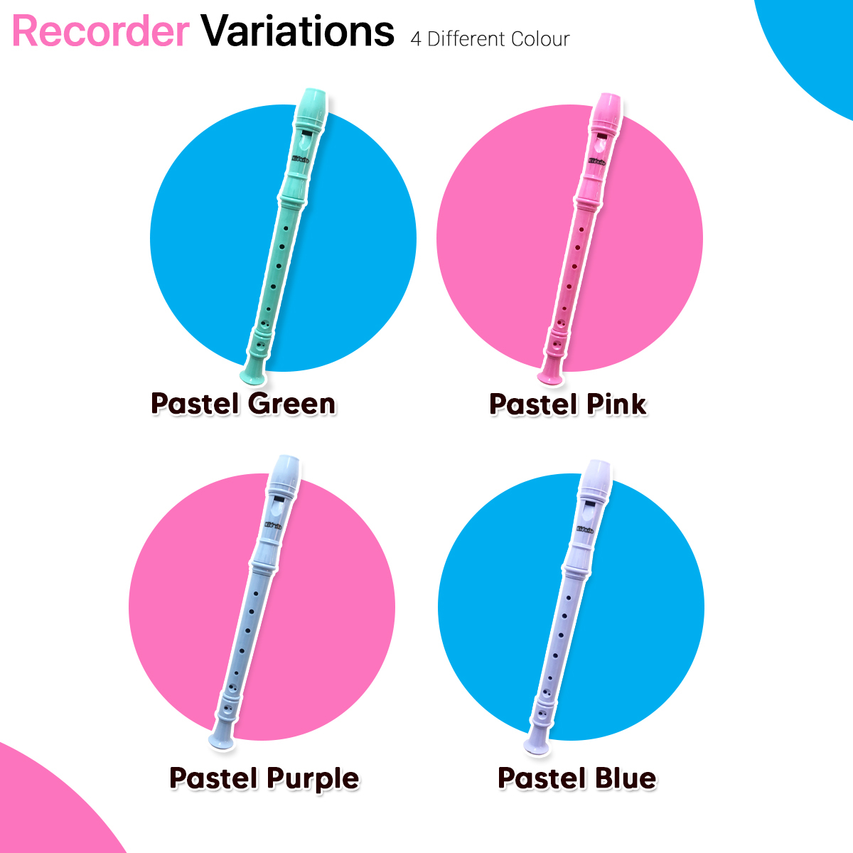 Kidario Recorder Seruling Rekoder Flute Colour KR500 KR600 (PCS ...