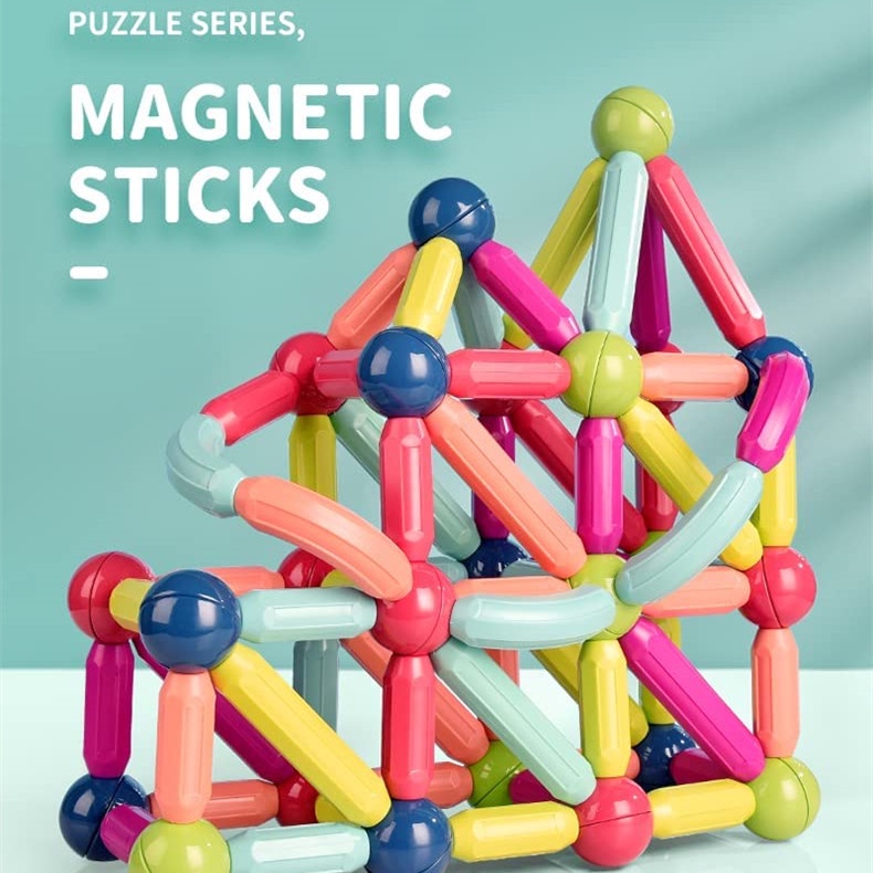 64P/100/130 pcs Kids Magnetic Stick Balls Building Toy Blocks With ...