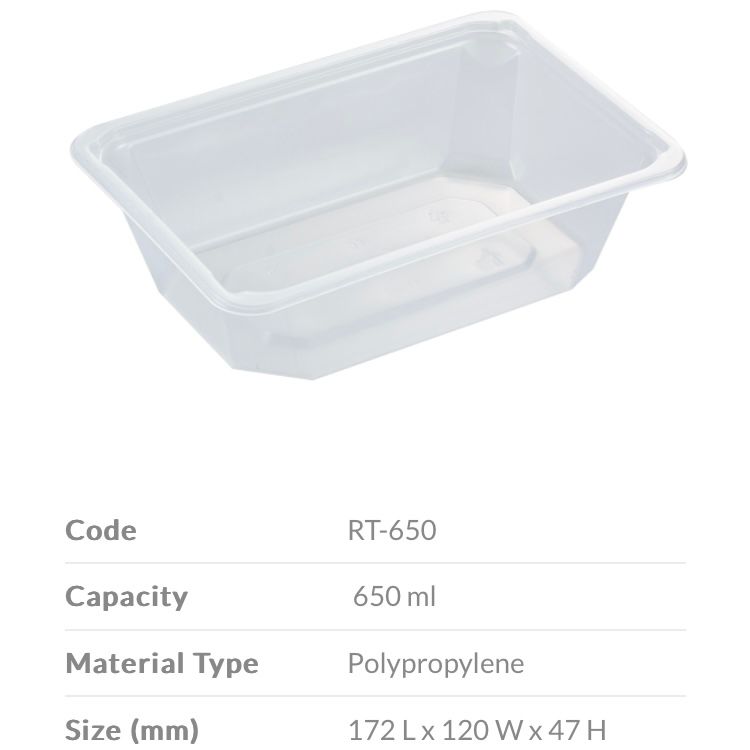 TAPAU - EC Rectangular Container & Lid ( 50sets± ) Disposable Plastic ...