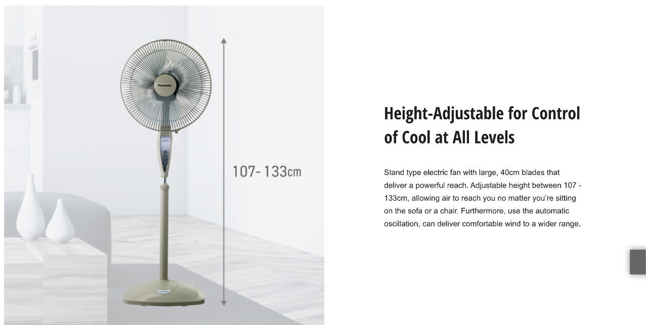 PANASONIC STAND FAN F-MX405 [40CM / 16"] ELECTRIC STAND FAN KIPAS ...
