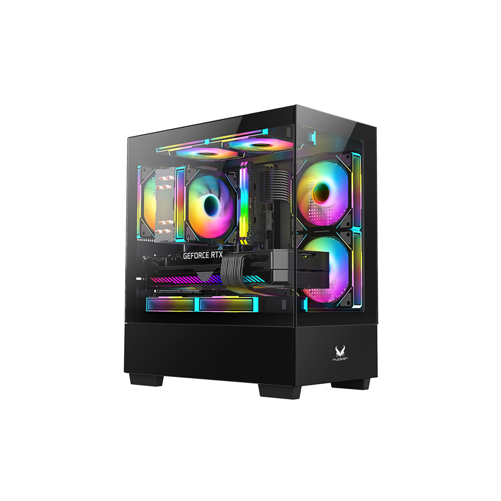 🔥12.12🔥Invasion D-3000 Tempered Glass M-ATX Gaming Case - Black/White ...