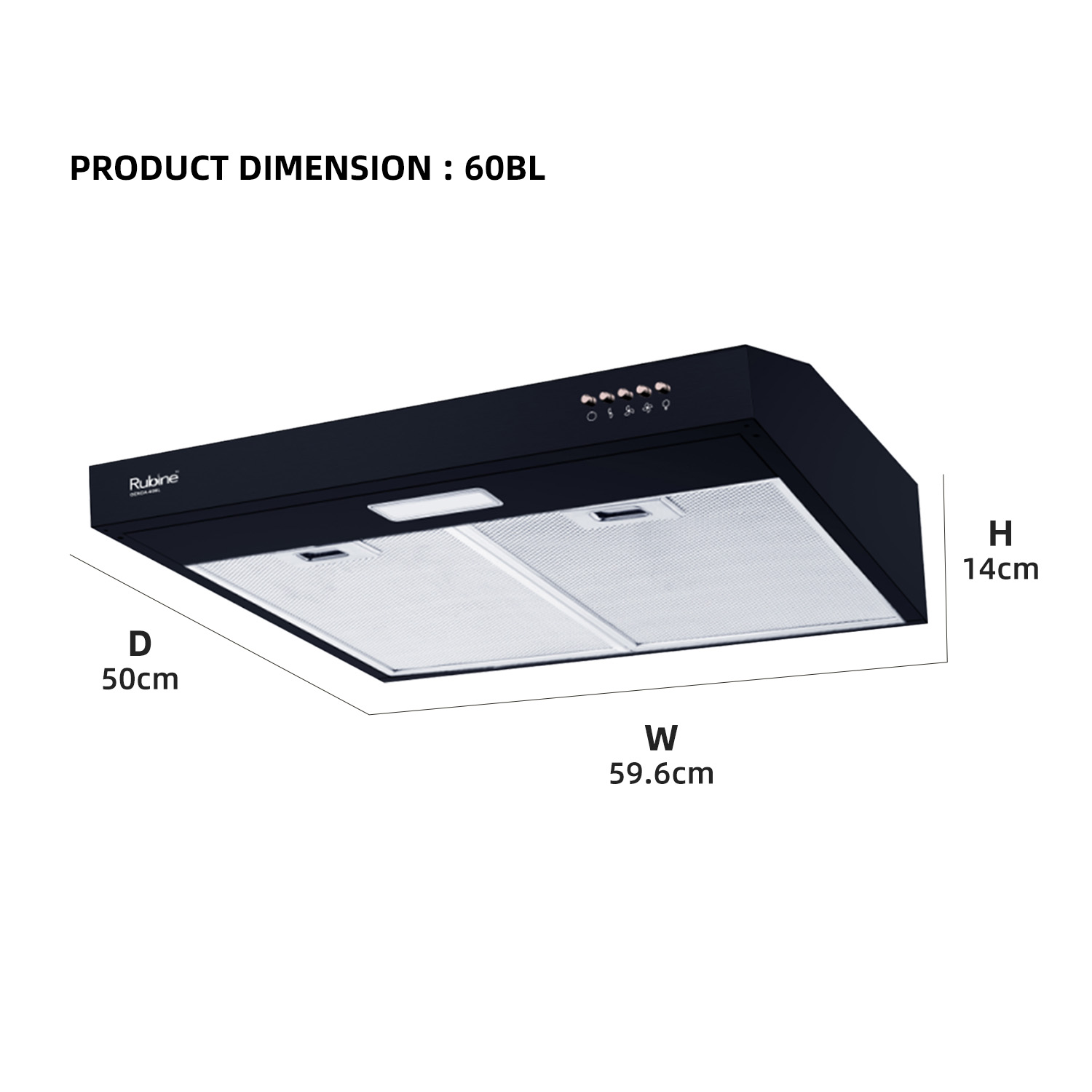 KitchenZ Rubine Genoa Slim Hood (920M³/H) Push Button Slim Hood + Build ...