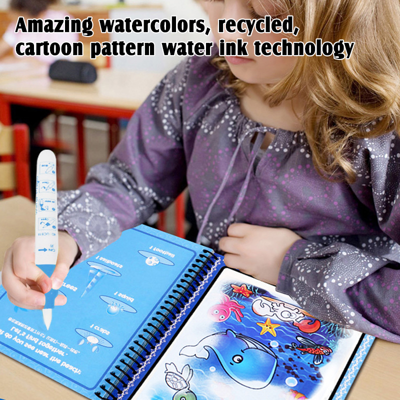 Drawing Book Magic Water Book Reusable Kids Drawing Colouring ...