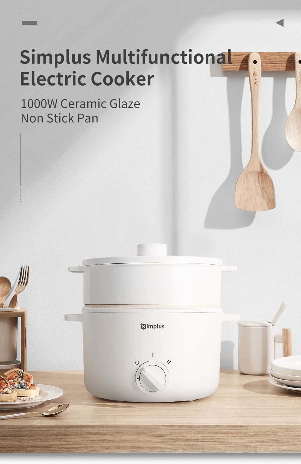 Simplus 3L Multi-Functional Electric Cooker | 1000W High Power |Ceramic ...
