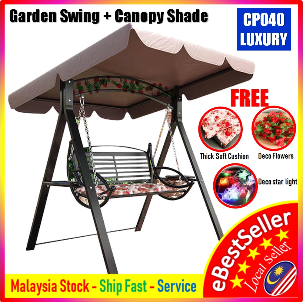 Swing Outdoor Courtyard Balcony Garden Iron Art Swing Chair Buaian Bed ...