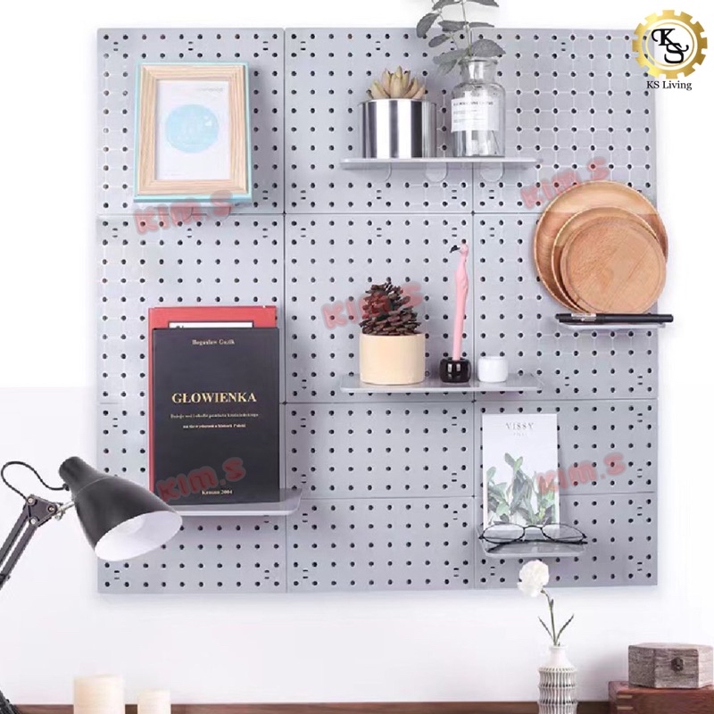 Kim.S Pegboard Wall Shelf Display Rack Room Decoration Perforated Board ...
