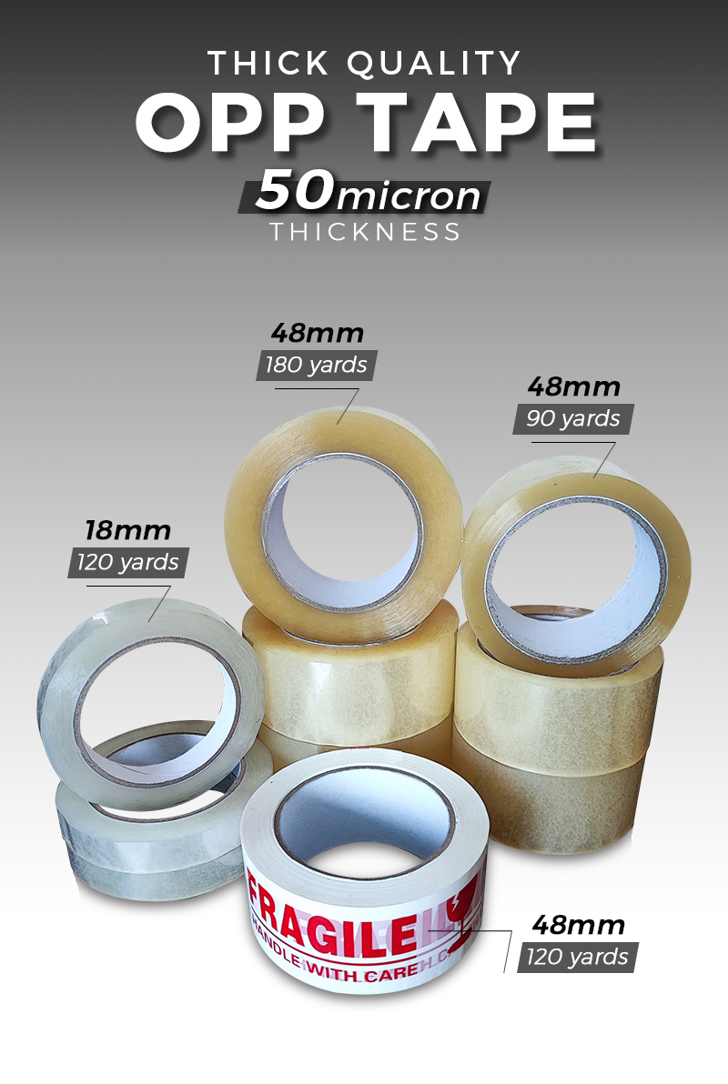 OPP Tape 48mm x 180 yard Packaging Fragile Tape Stationery Tape 18mm x ...