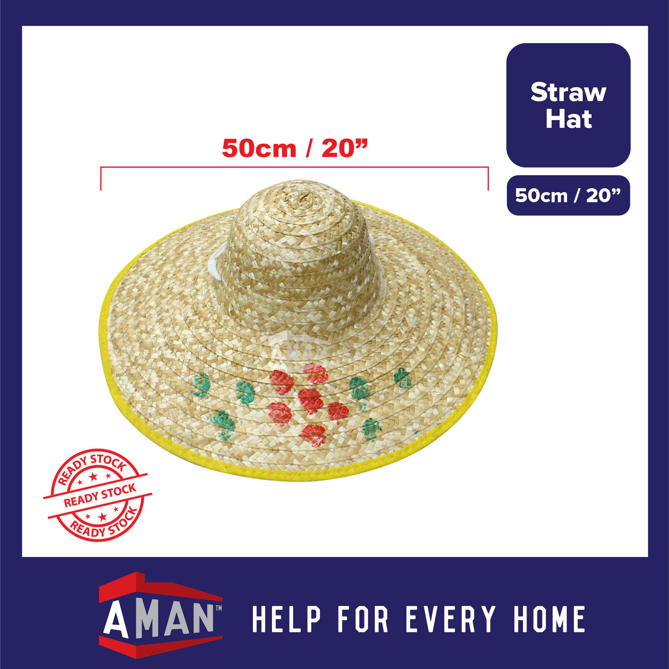 50cm Classic Big Wide Brim Straw Floppy Hat Foldable Beach Hat Anti UV ...