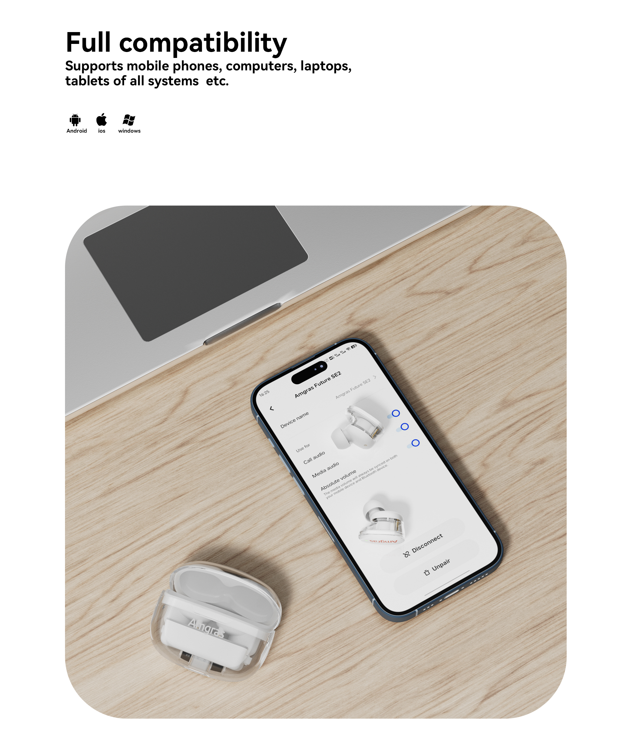 Amgras Future SE2 Transparent Wireless Earbud Gaming ENC Noise ...