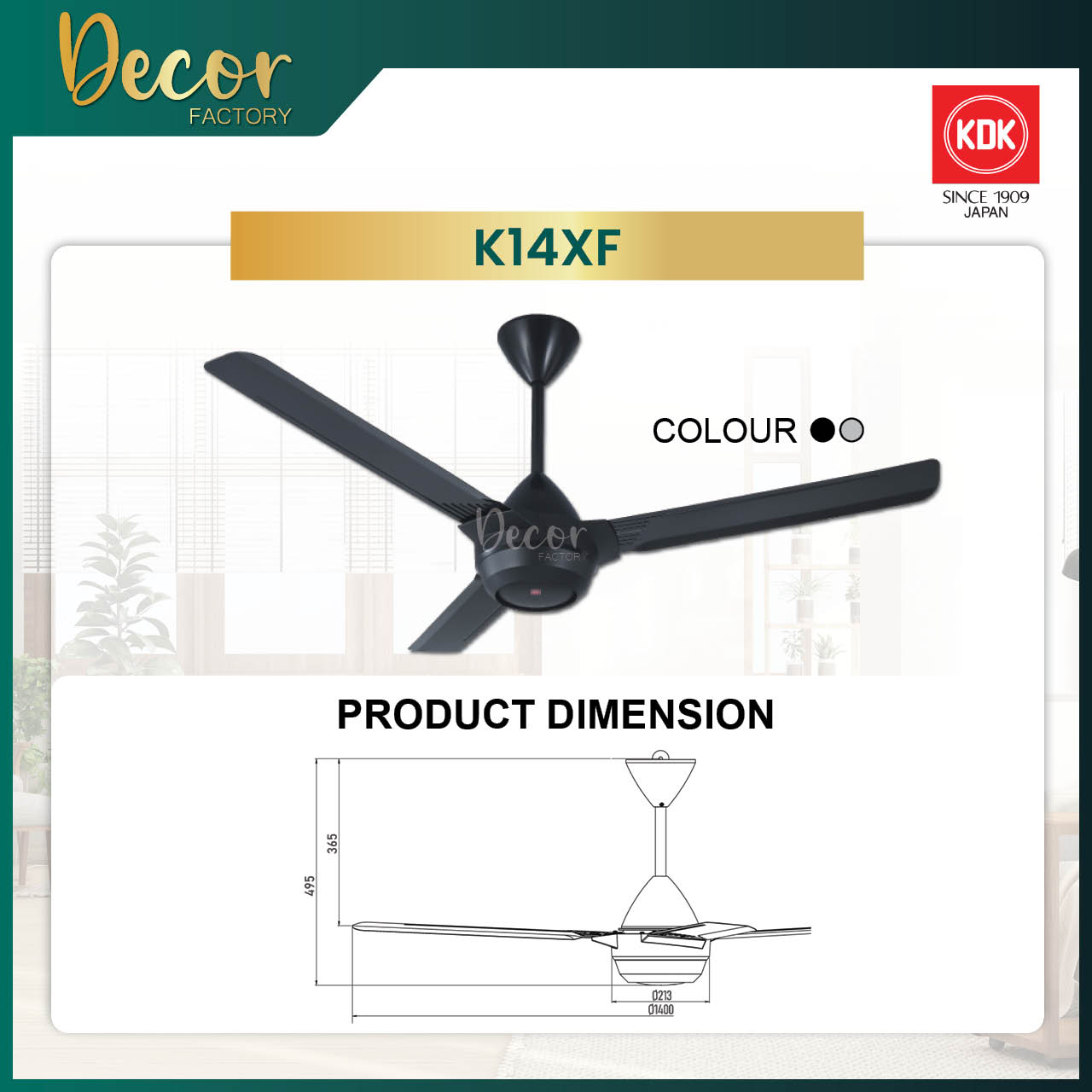 KDK Fan KDK K14XF 56" 3 Blades 3 Speed AC Motor Remote Control Ceiling ...