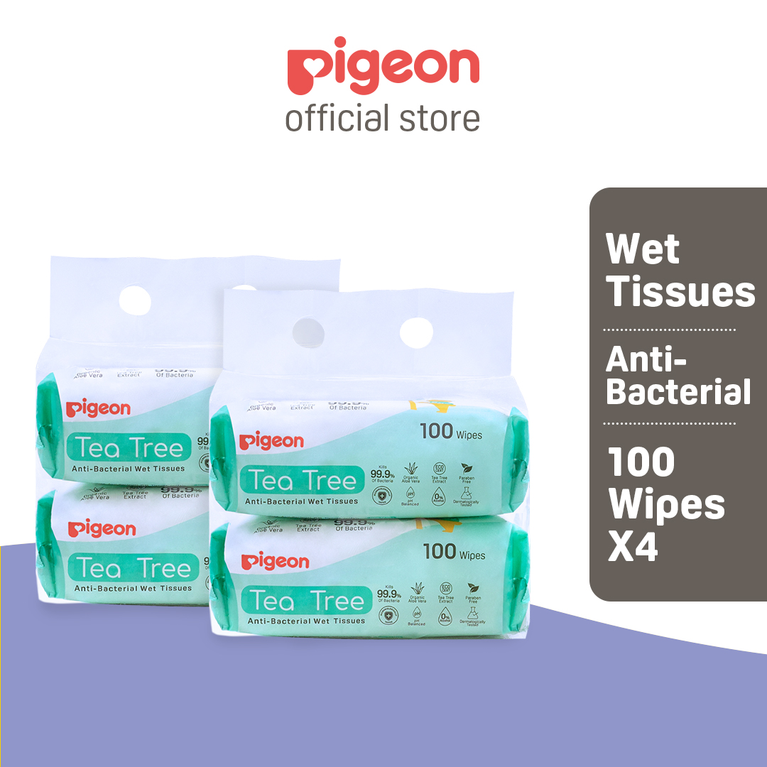 Pigeon Tea Tree Anti-Bacterial Wet Tissues (100's x 2) | Shopee Malaysia