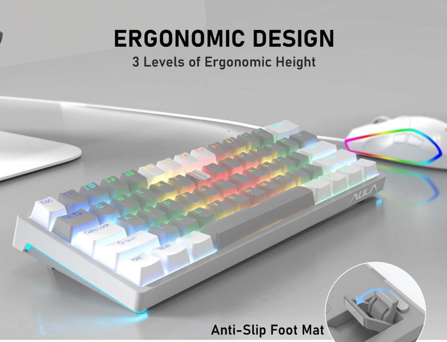 AULA F3261 61 Keys Wired Mechanical Keyboard RGB Hot Swappable Compact ...