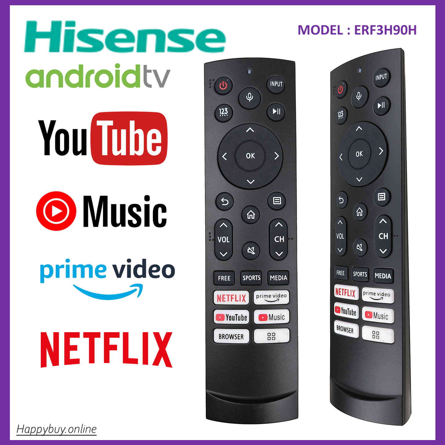 Hisense Smart Android TV Remote Control ERF3H90H Hisense Android Smart ...