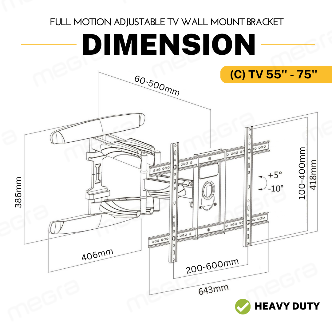 Adjustable TV Bracket Full Motion TV Swivel Wall Bracket (32"-70")/(40 ...