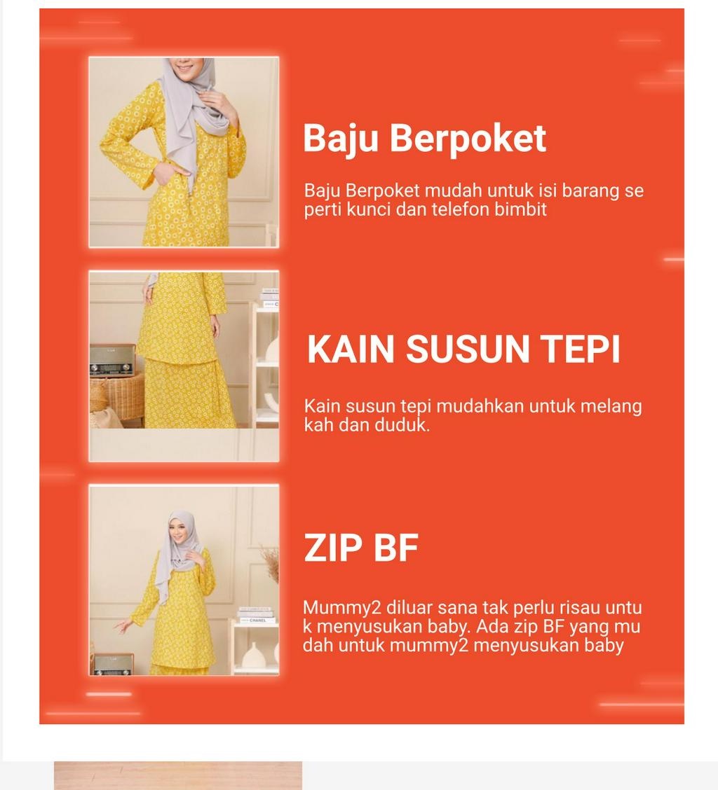 (1) Kurung Pahang Berpesak Berpoket Material English Cotton by AZKA ...