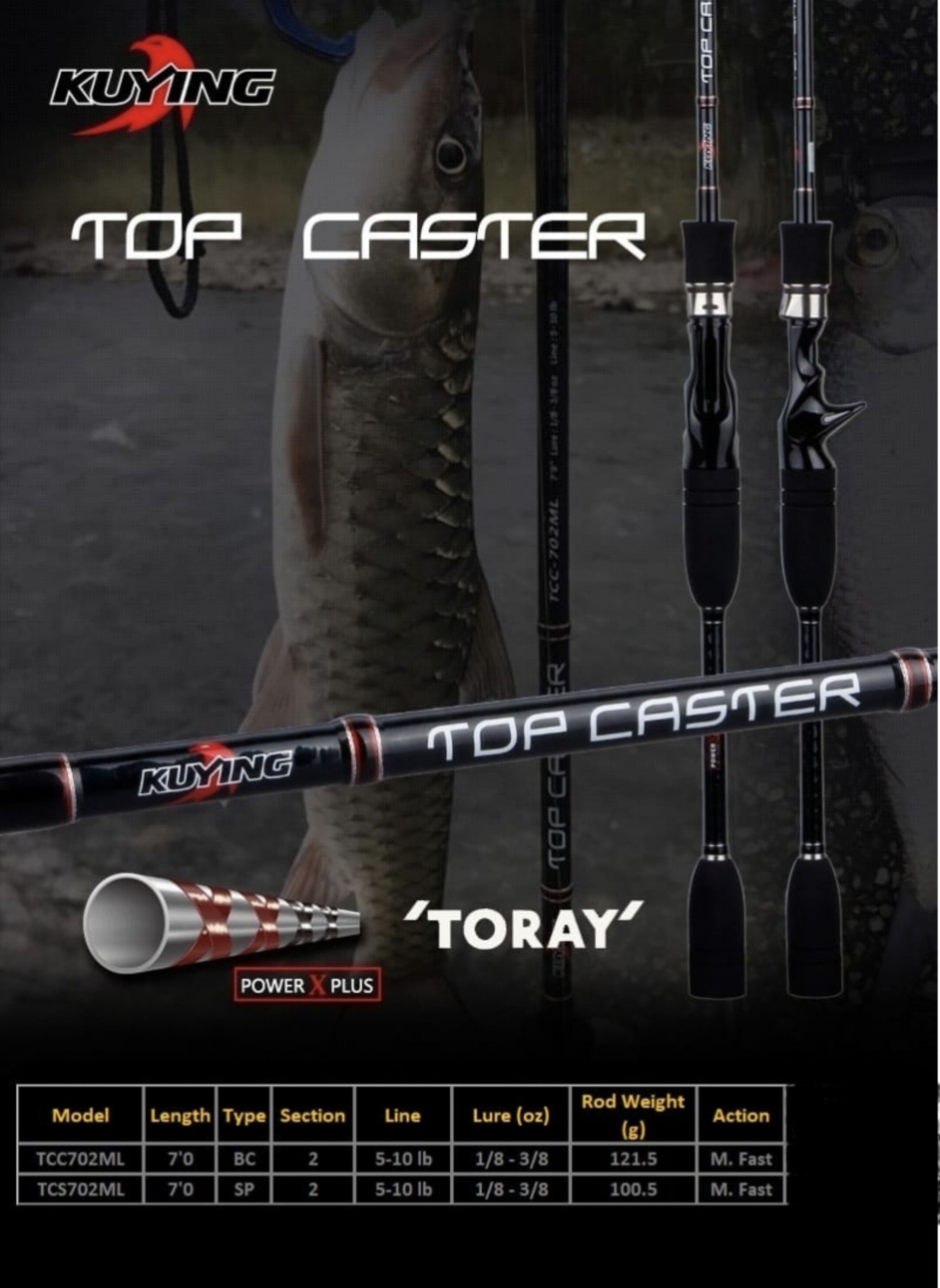 Kuying Top Caster rod kuying casting rod 5-10lb 2pcs joran kuying ...