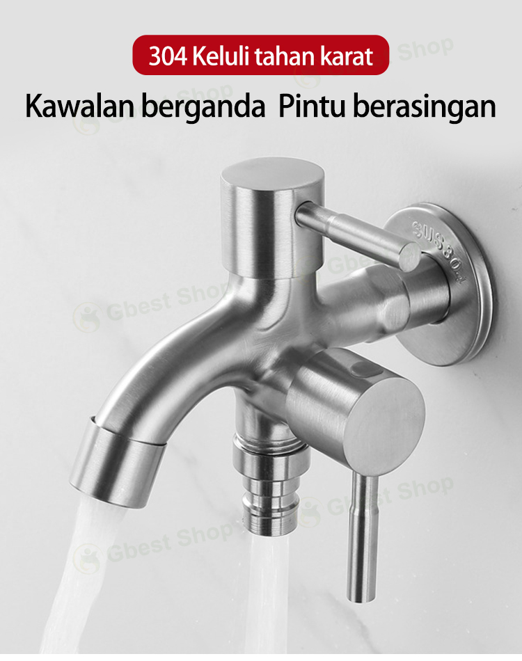 304 Two Way Tap Faucet Bathroom Toilet 2 Way Angle Valve Bidet Holder ...