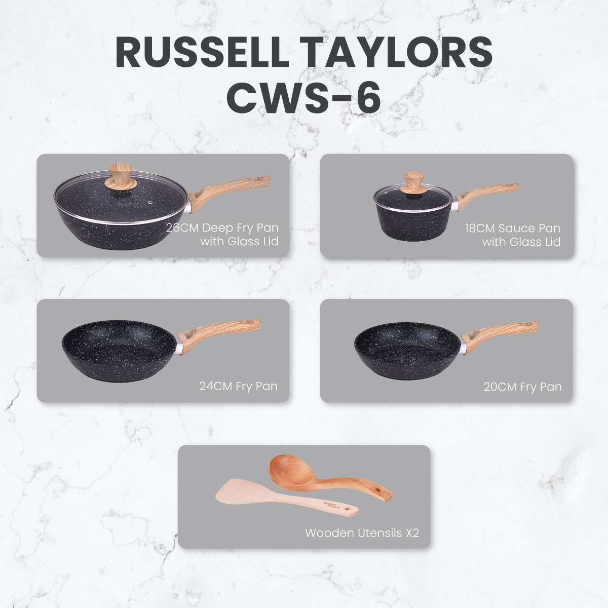 Russell Taylors Bianchi Cookware 4 Piece Pots & Pans Set CWS-6 | Shopee ...