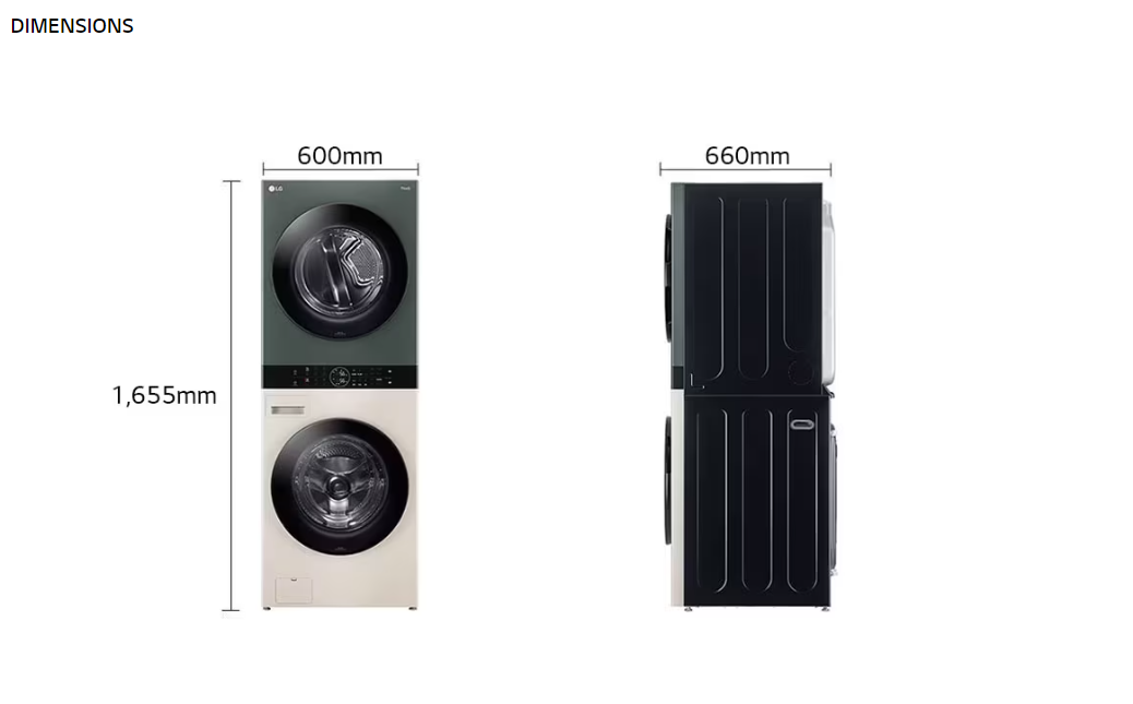 LG Wash Tower All In One Stacked Washer 14KG/Dryer 10KG WT1410NHEG ...