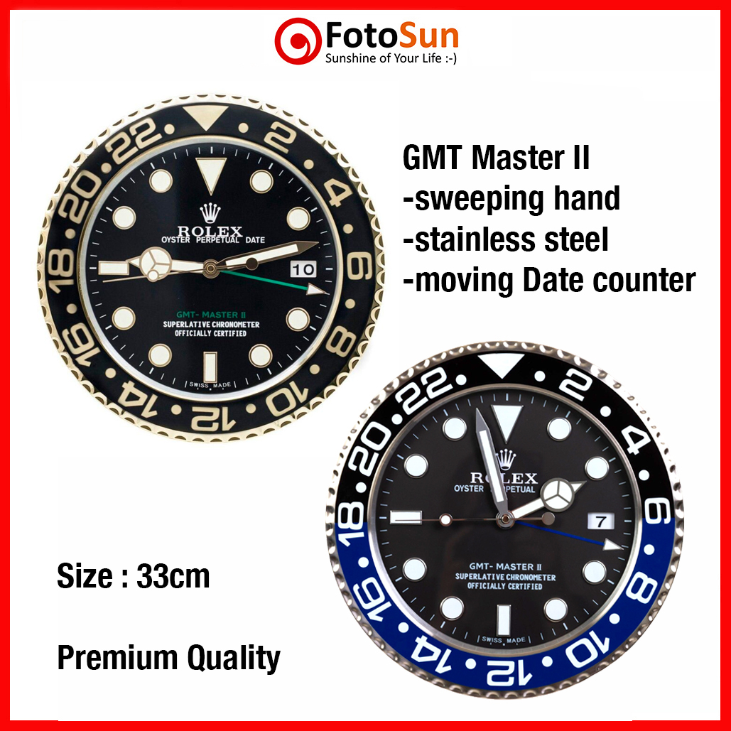 Premium Clock ROLEX GMT series Jam Dinding Sweeping Hand | Shopee Malaysia