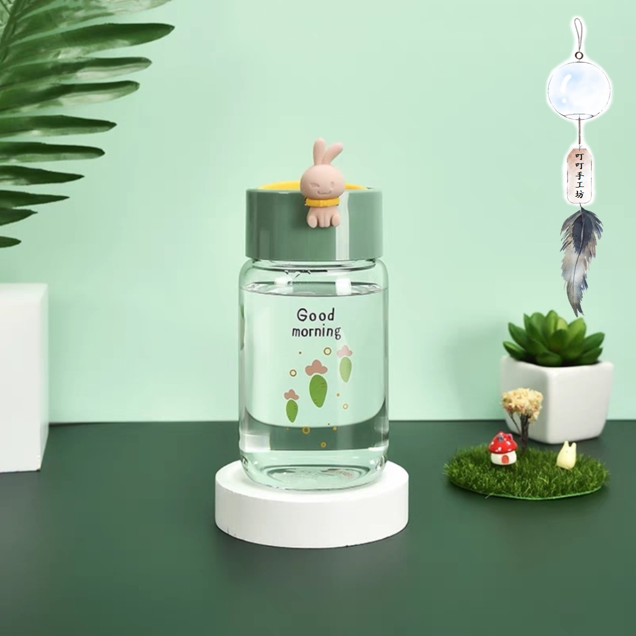 Glass Water Bottle 340ml Cute Rabbit 可爱兔子水壶 水罐 | Shopee Malaysia