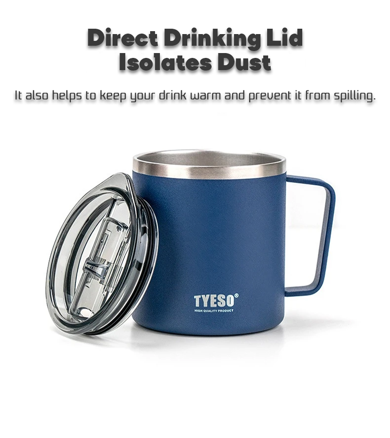 TYESO TS-8789B Classic Insulated Thermal Coffee Cup 400ml With Handle 304 Cawan Kopi Office ...