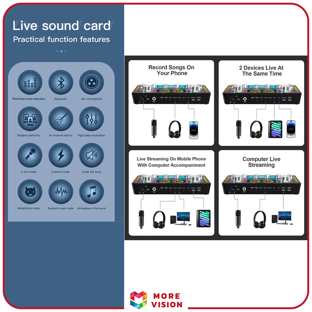 Q7 Live Sound Card Mixer Streamer HIFI Record Sing Noise Reduction ...