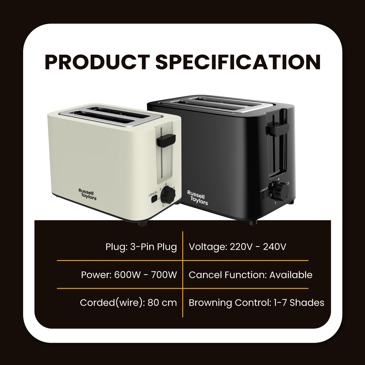 Russell Taylors 7-Shades Bread Toaster T2 | Shopee Malaysia