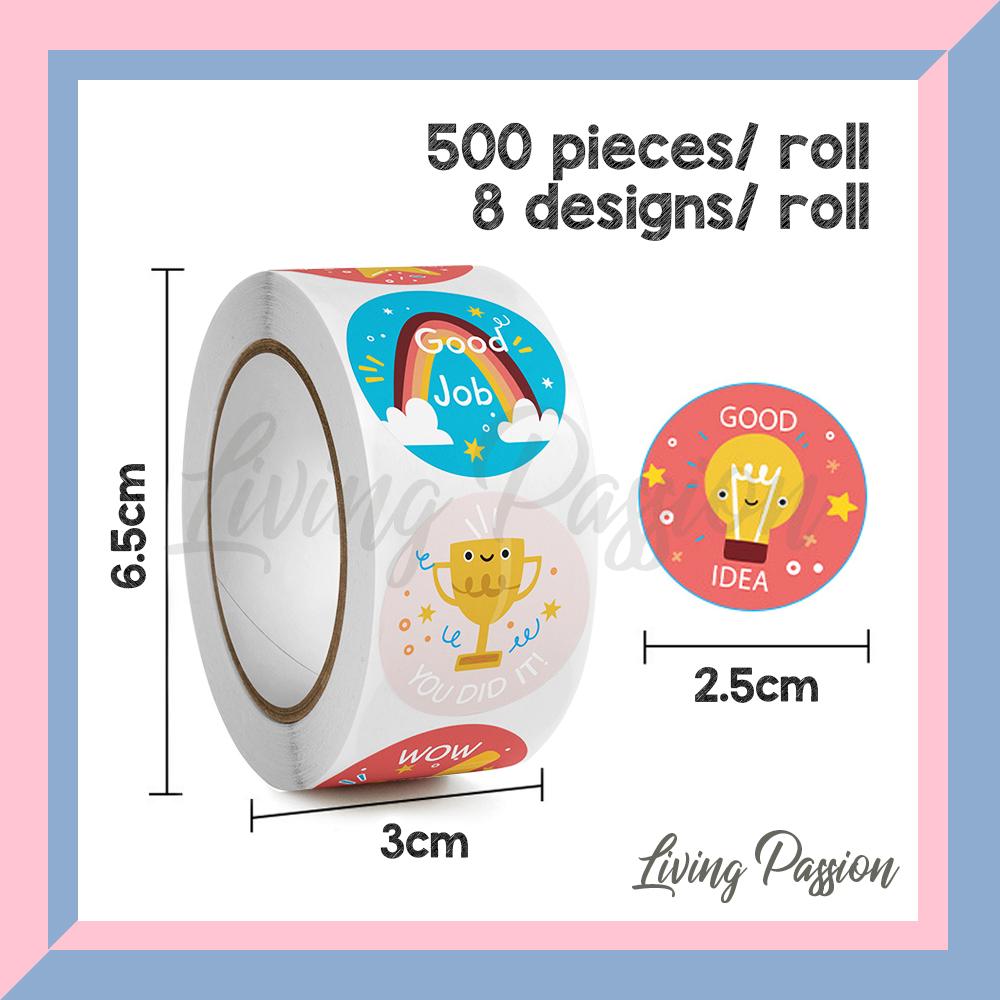 500pcs/roll Reward Stickers Children Kids Student School Great Work ...