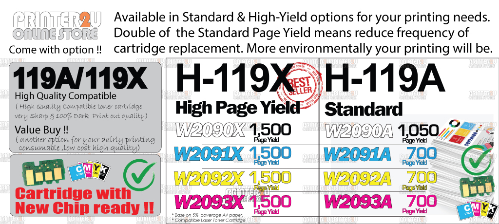 Compatible to HP 119A W2090A W2091A W2092A W2093A HP119A Color Laser ...