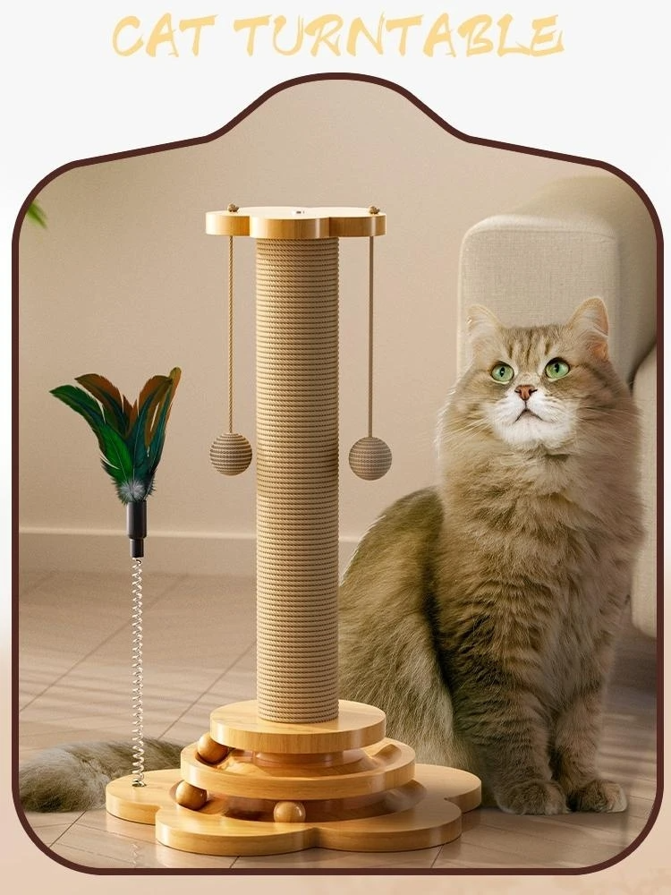Wooden cat scratching pole cat scratch cat tree cat play cat tease cat ...