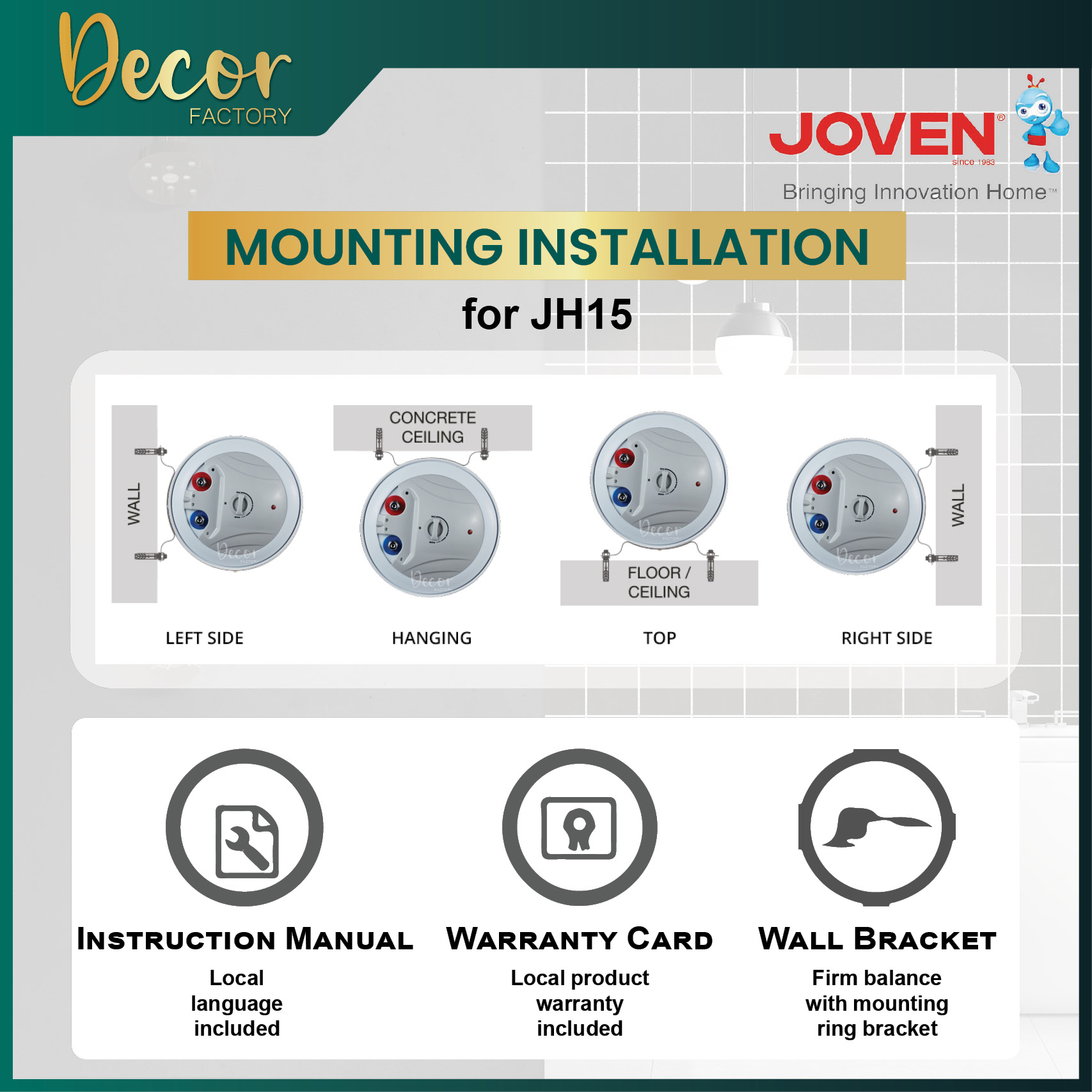 JOVEN Storage Water Heater Tank JH JSH Series JH15 JSH25 JSH35 JSH50 ...