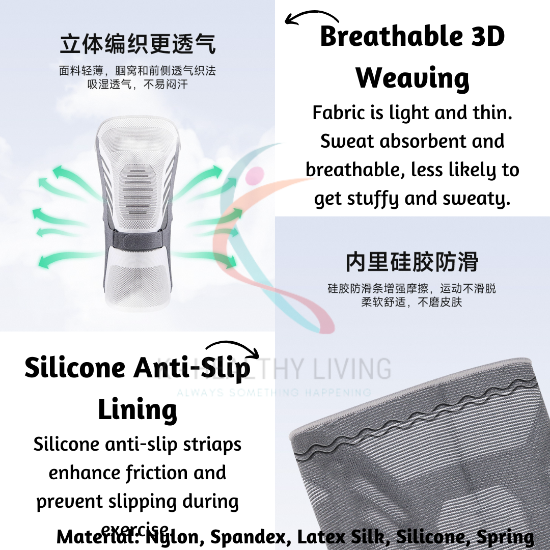 1pc Shockproof Knee Support with Spring High Compression Silicone Pad ...