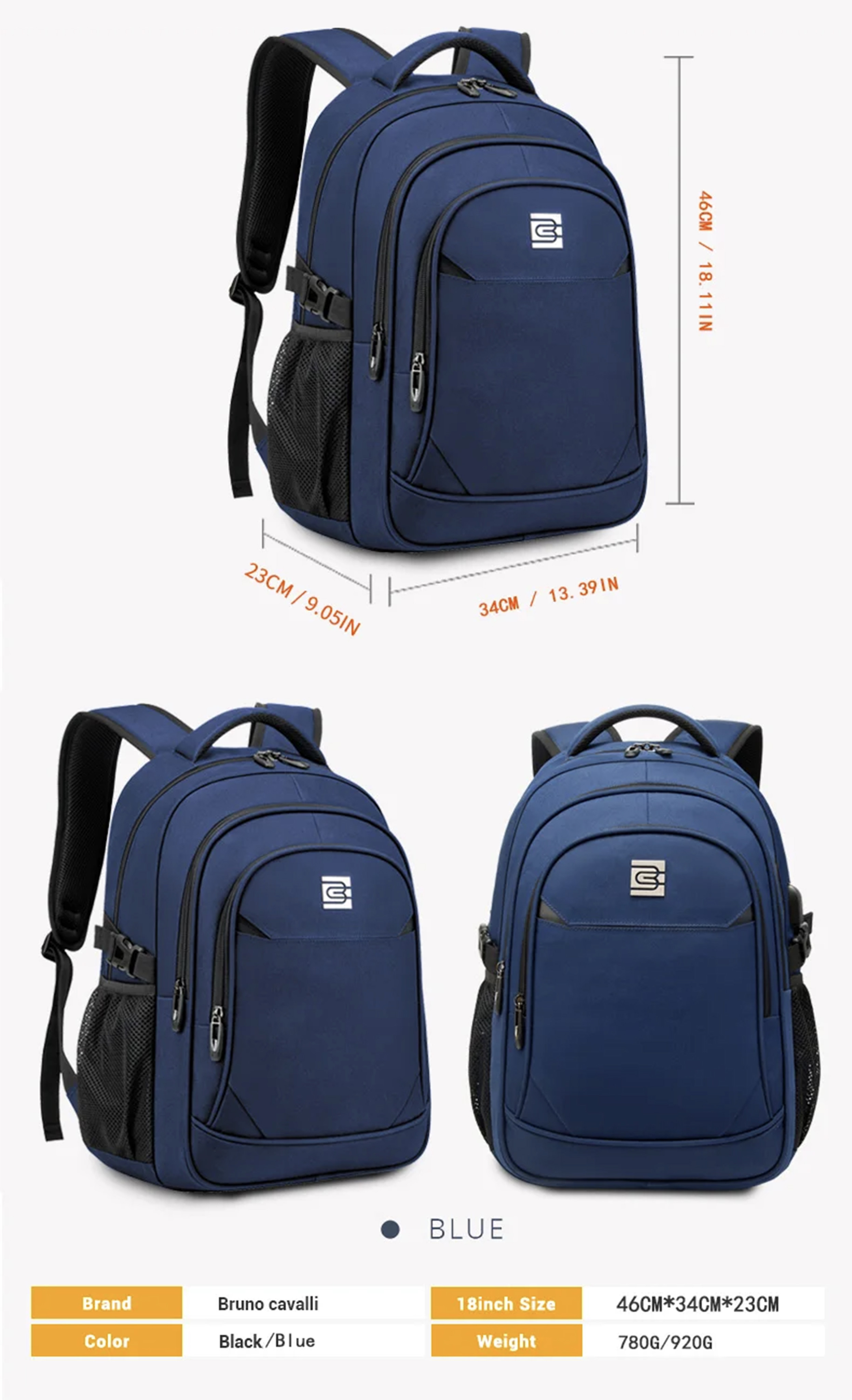 BRUNO CAVALLI Multifunctional 16" Laptop Computer Backpack with Laptop ...