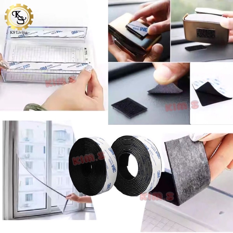 Kim.S [ 1 Meter ] Velcro Tape Self 3M Adhesive Hook & Loop Fastener Mosquito Net With 3M Velcro ...