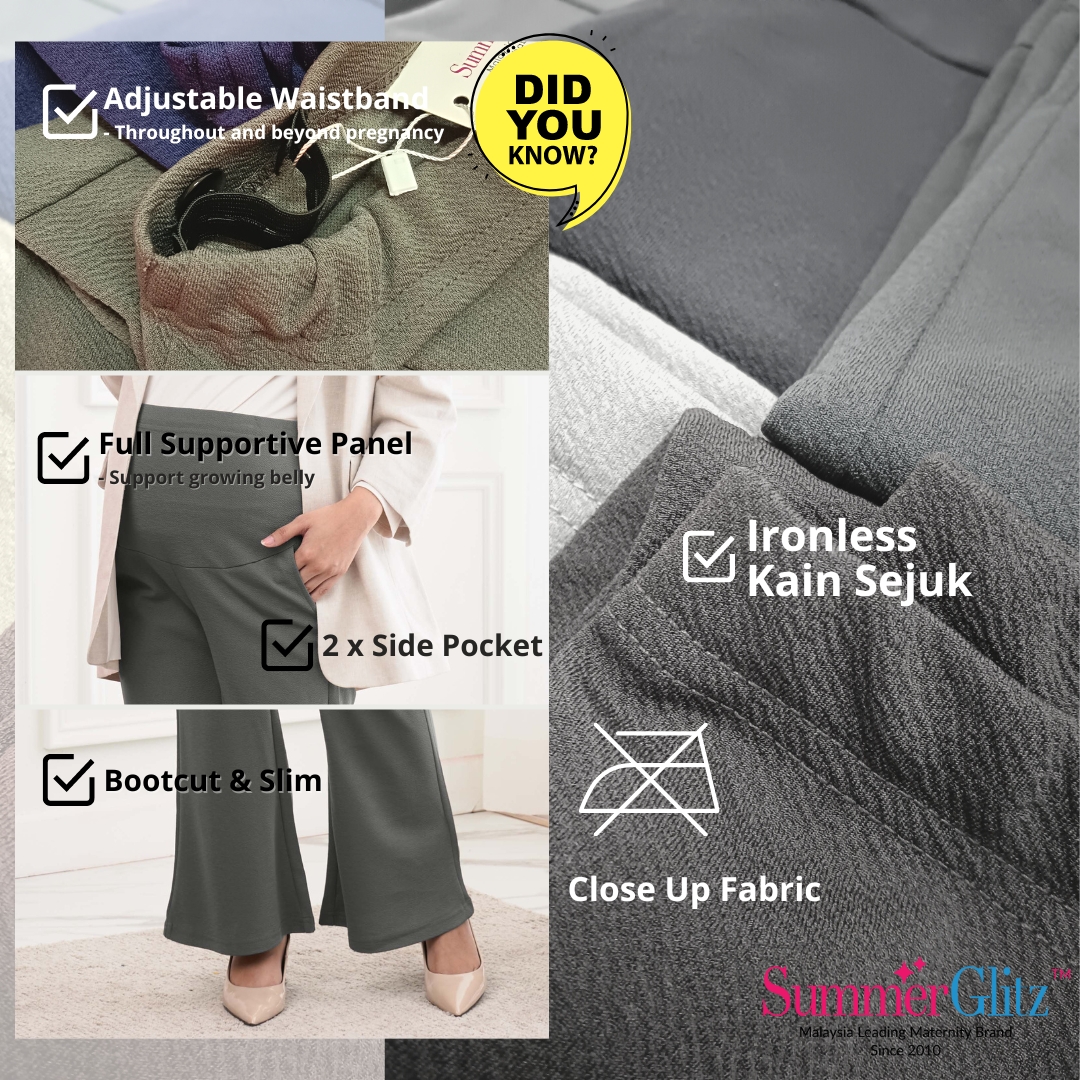 SUMMERGLITZ Maternity Pants Ironless Stretchable Comfy Bell Bottom ...