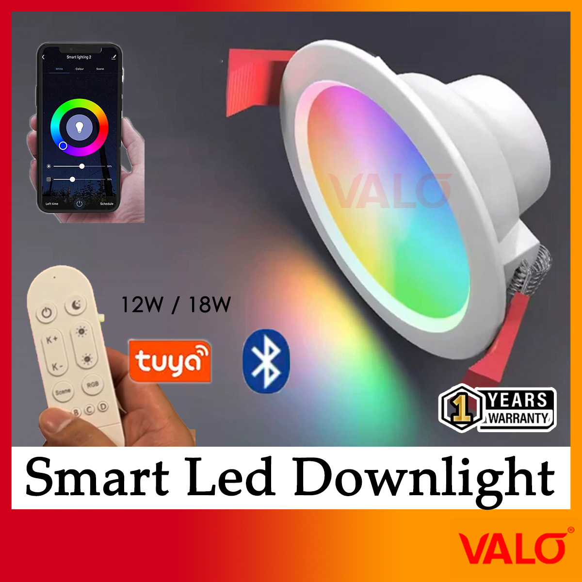 Smart LED Downlight RGB 4inch 6inch 12W 18W Bluetooth PHONE Control ...
