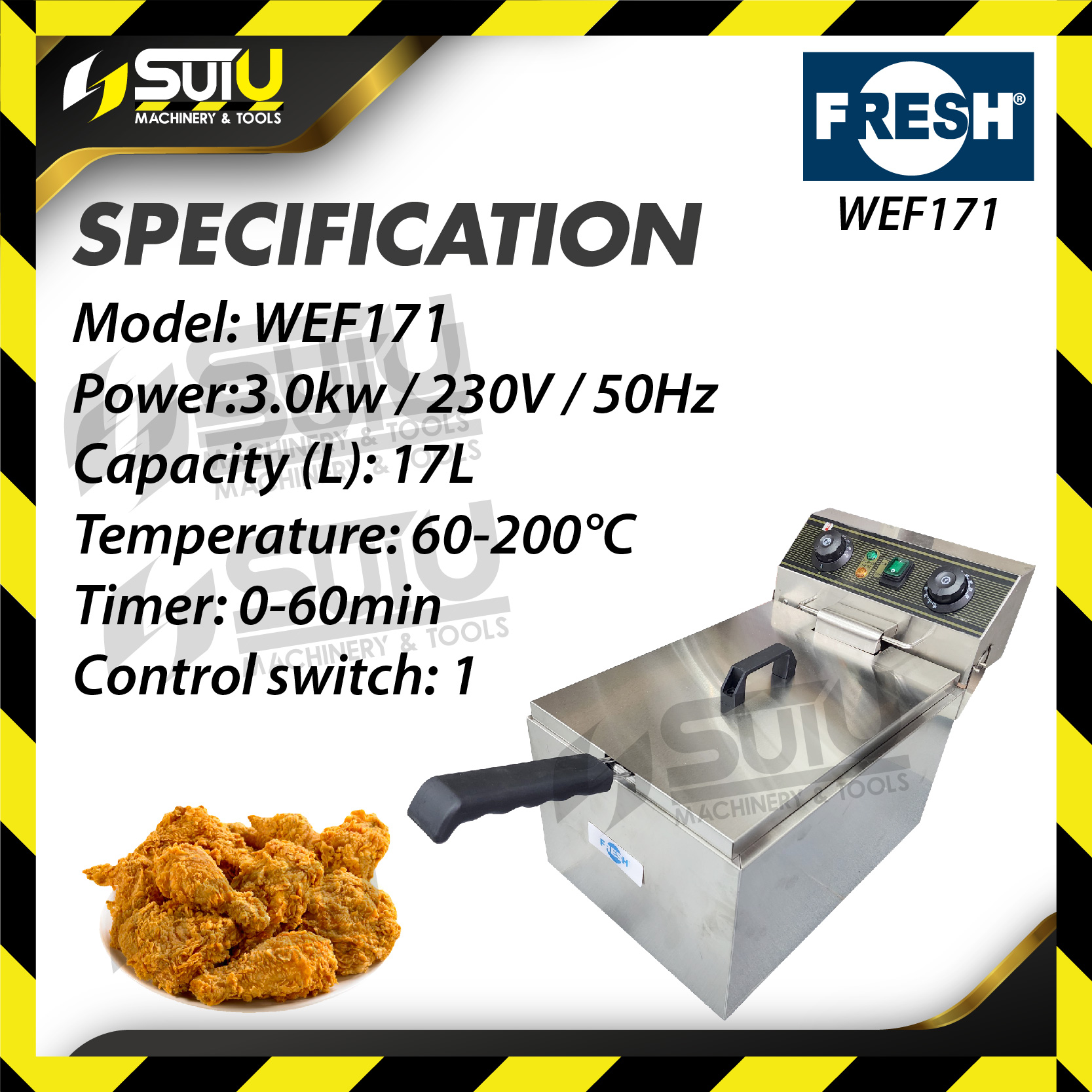 【100% ORIGINAL】FRESH WEF-171 / WEF171 17L Electric Fryer / Deep Fryer ...