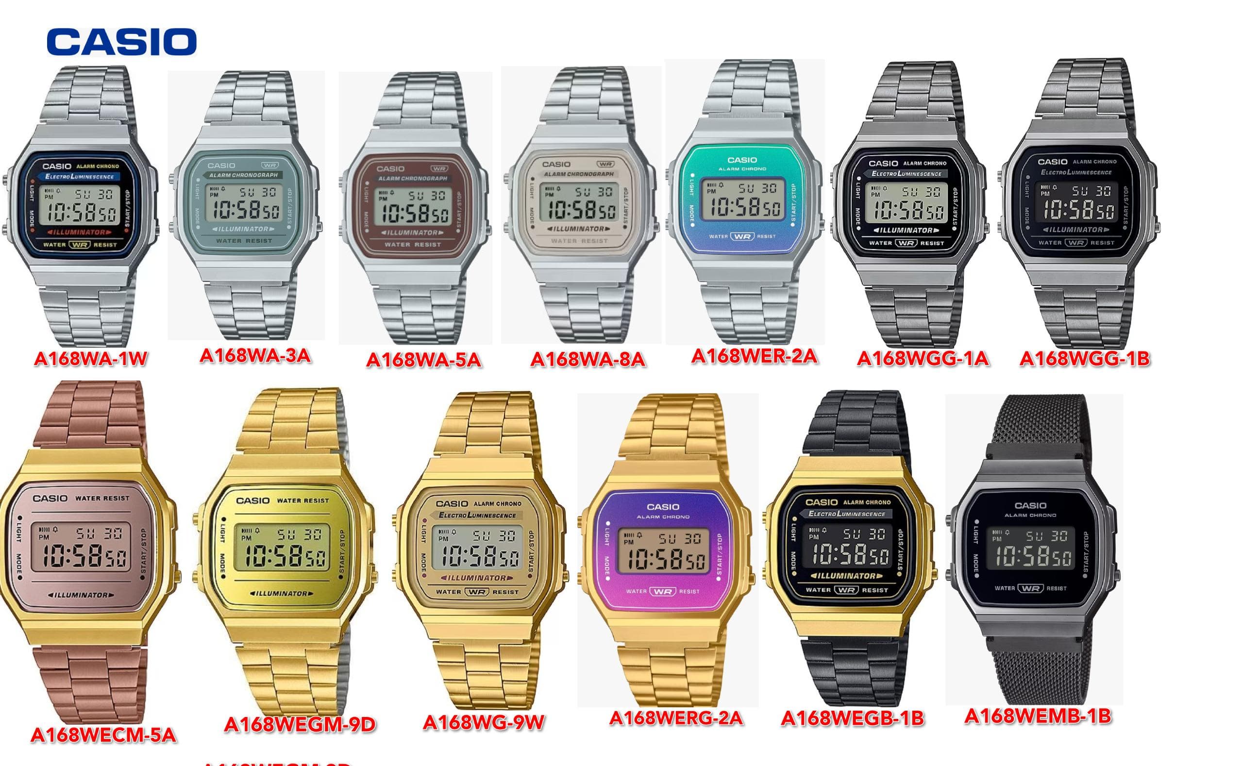 CASIO STANDARD A-168WA / A168WA / A168WGG / A168WER / A168WERG Digital ...