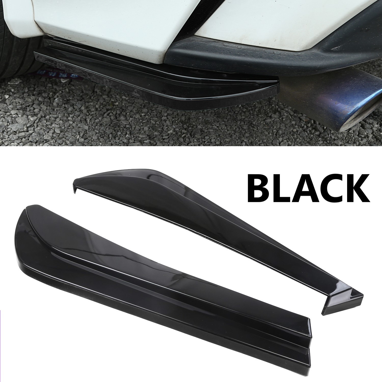 Car Universal Rear Bumper Lip Diffuser Winglet Wings Anti-crash ...