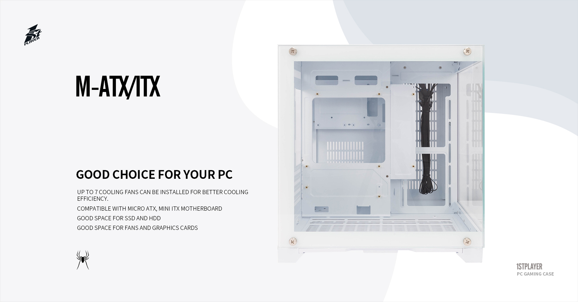 1st Player MV5-TP White | Micro ATX Double Sided Tempered Glass Gaming ...