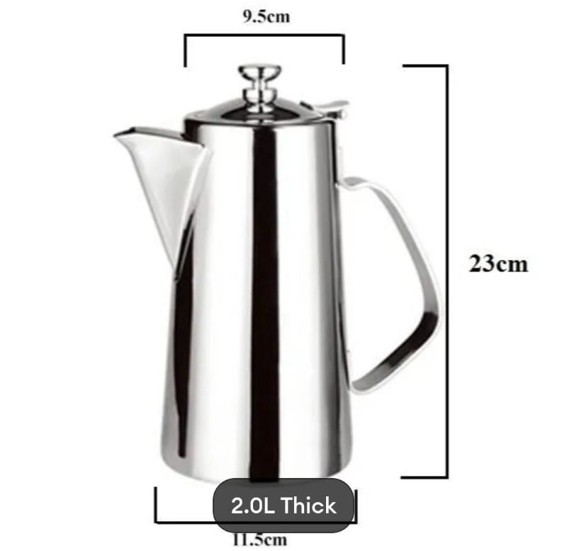 2.0L Stainless Steel Thick Cold Water Jug Teapot Coffee Ice Kopi Tea ...