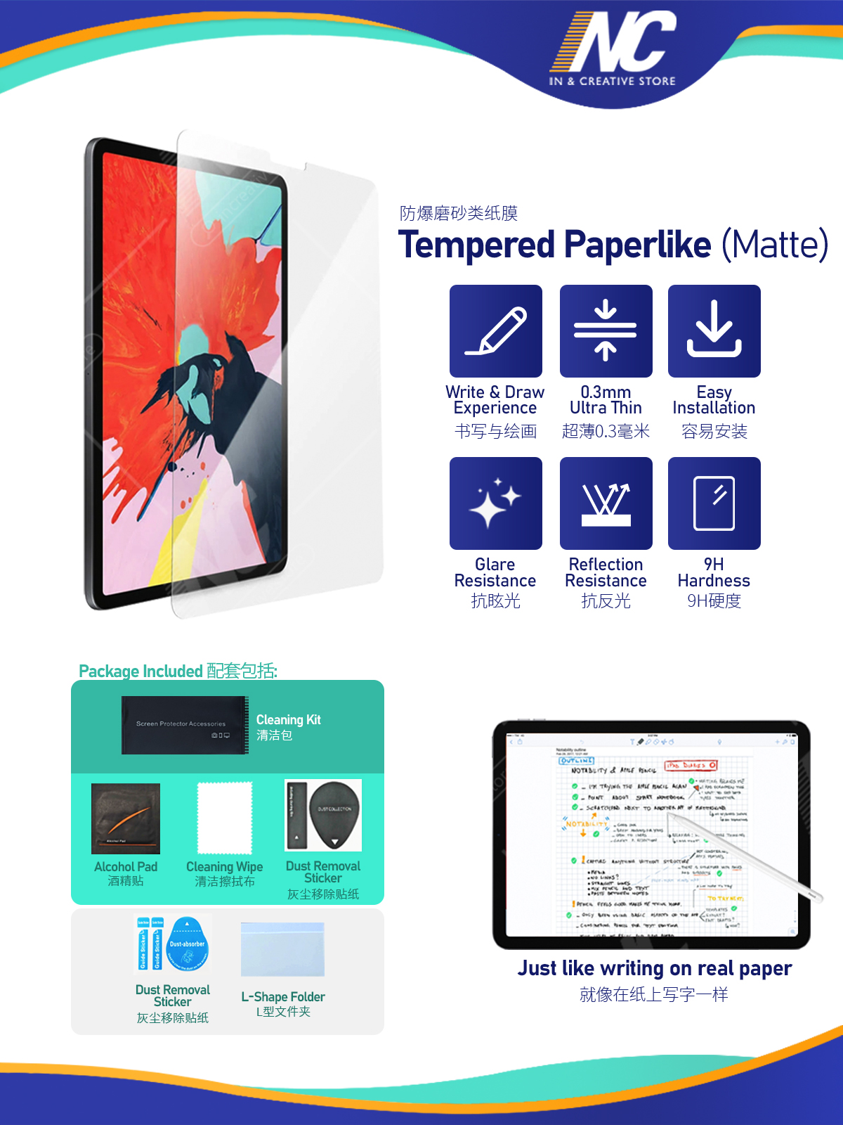 Paperlike Tempered Glass Screen Protector for iPad Pro/Air/Mini – Matte ...