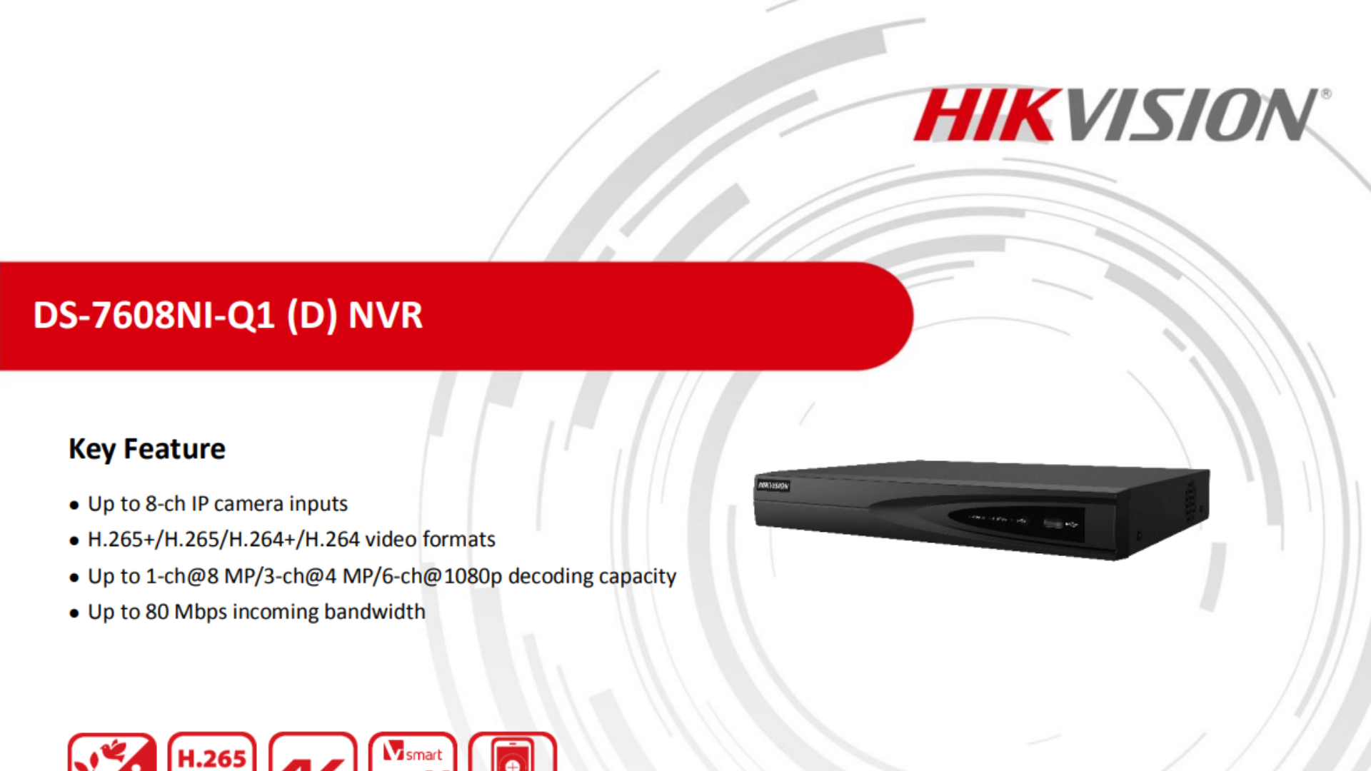 Hikvision 8CH 8 Channel 4K 8MP IP Network CCTV NVR Recorder 1U 1 Hdd ...