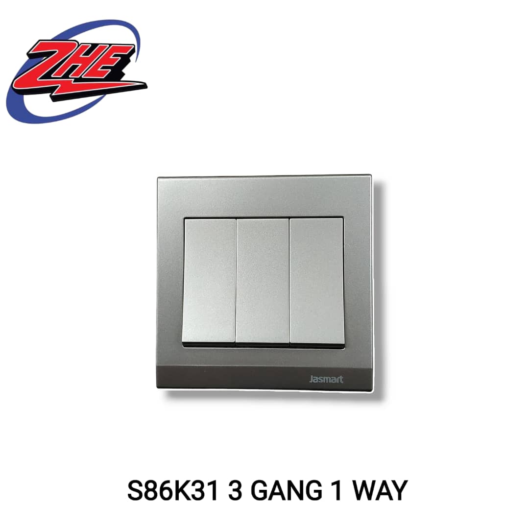 JASMART SWITCH S SERIES 1 WAY 1 GANG 2 GANG 3 GANG SLIVER COLOR WALL ...